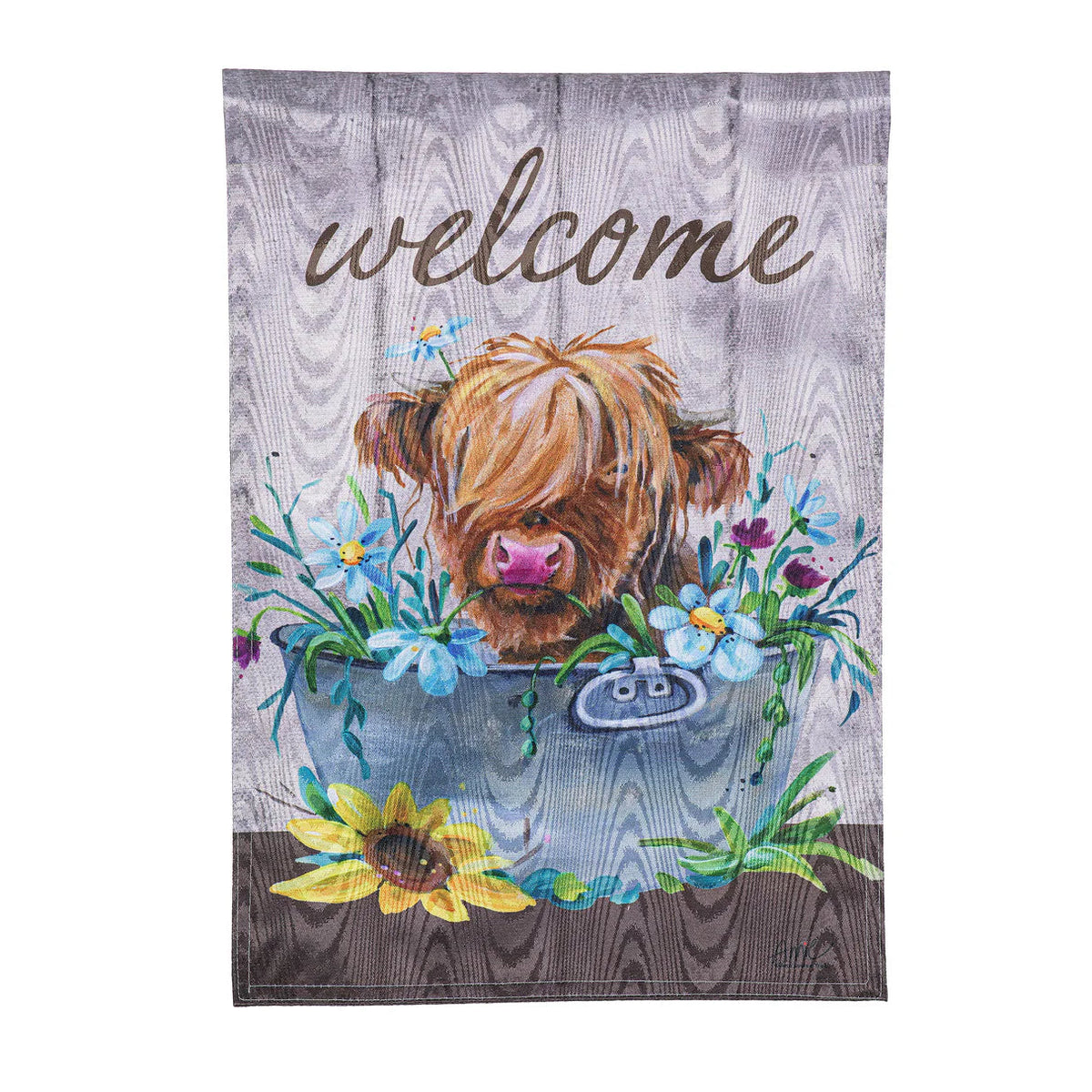 Evergreen Relaxing Highland Cow Moire Garden Flag - Pontotoc, MS ...